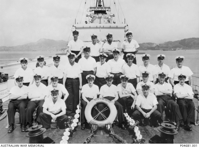 Group portrait of the officers of the RAN frigate HMAS Shoalhaven on ...