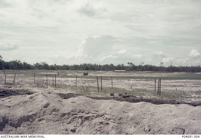 Overlooking the battle field and slightly left of sandbagged gun pit on ...