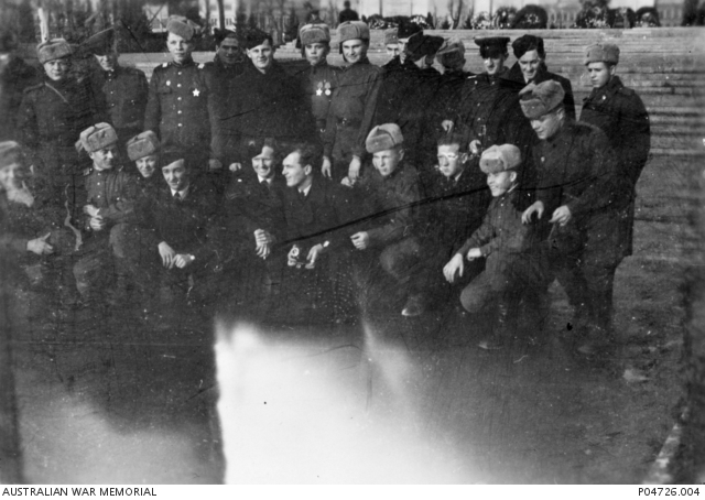 Group portrait of Russian and Australian soldiers and airmen taken ...