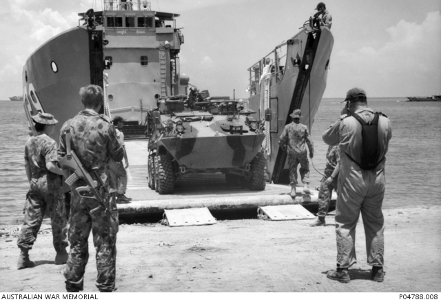 An Australian Light Armoured Vehicle (ASLAV) of C Squadron, 2 Cavalry ...