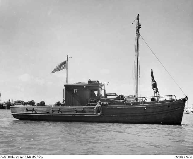 The trawler Sea Hawk (S-162) of the Small Ships Section, United States ...
