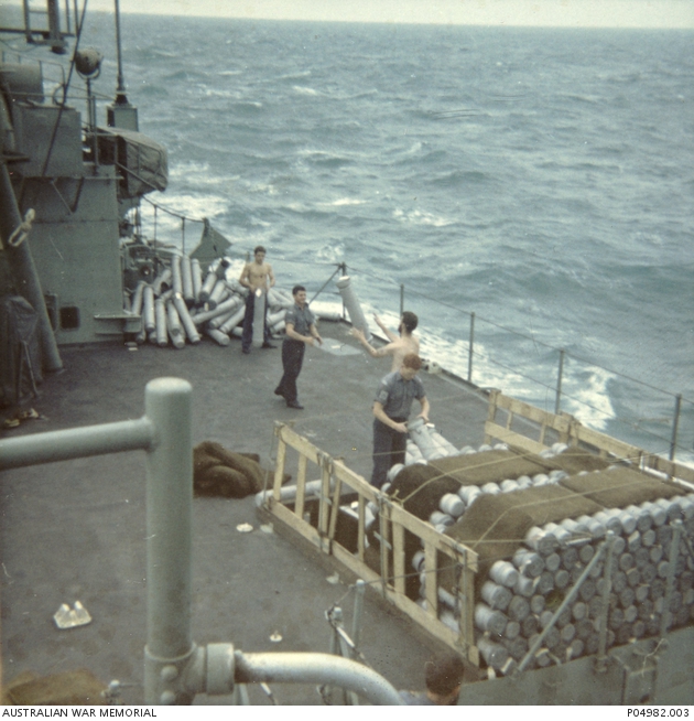 Unidentified crew members of the RAN guided missile destroyer HMAS ...
