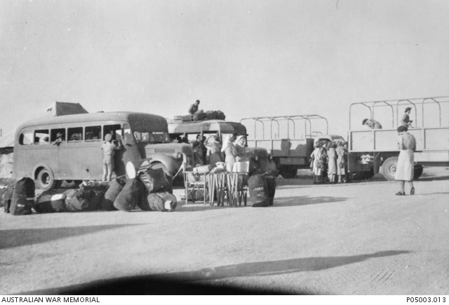Nursing sisters in Gaza busily prepare to leave for Syria aboard busses ...