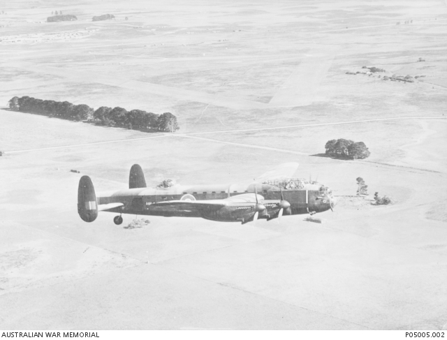 Avro Lancaster bomber aircraft 'G for George' in flight over Mount ...