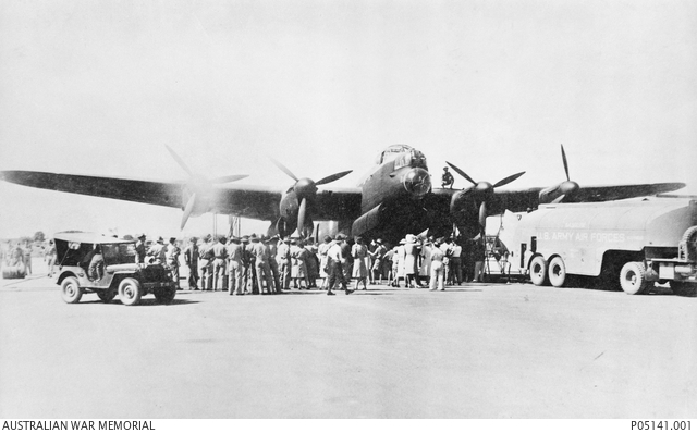 Avro Lancaster bomber aircraft 'G for George' on the tarmac at Charters ...