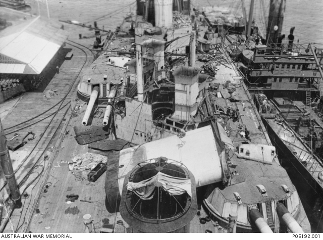 Portrait showing the breaking up of HMAS Australia prior to being ...