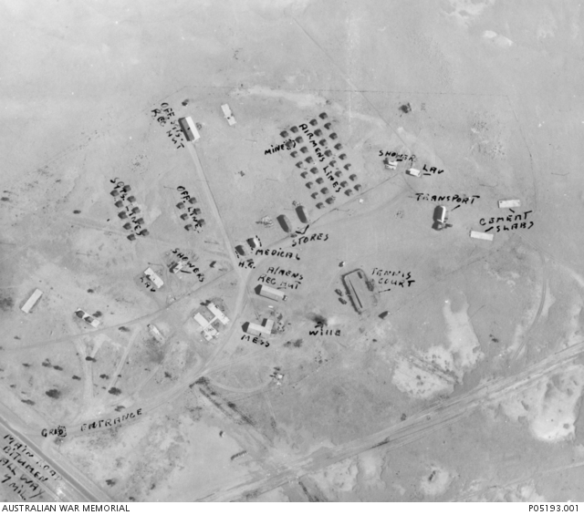 Aerial photograph of the temporary camp of No 87 Squadron RAAF. Usually ...
