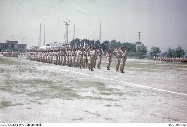 At a British Commonwealth Forces Korea (BCFK) parade at a dry, dusty ...