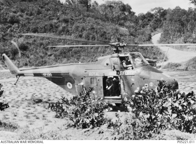 A camouflaged, Royal Air Force, Westland Whirlwind helicopter (XP330 ...