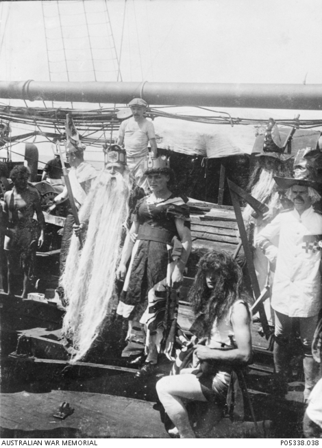 Crossing the line ceremony aboard the German armed merchant raider, SMS ...
