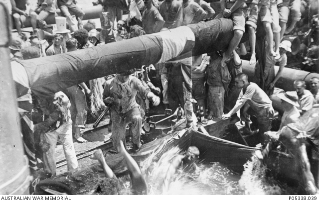 Crossing the line ceremony aboard the German armed merchant raider, SMS ...