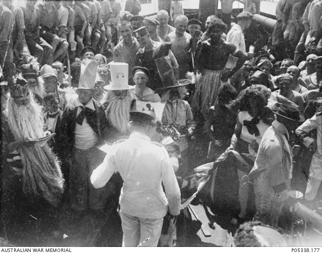 Crossing the line ceremony aboard the German armed merchant raider, SMS ...