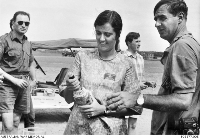 Members of an Australian civilian surgical team waiting as Jan Bell ...