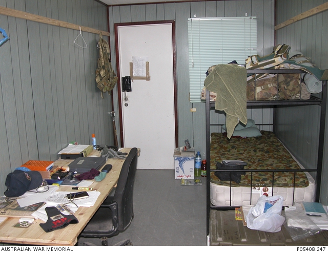 An accommodation room occupied by Warrant Officer Class 1 (WO1) Greg ...