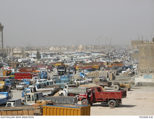 An elevated view of the busy As Samawah city centre, taken from the ...