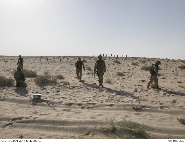 Unidentified Australian soldiers undertaking weapons practice at a ...