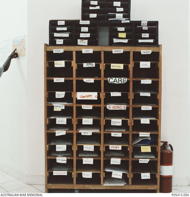 A series of mailboxes for UN agencies and international non ...