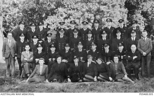 A group portrait of the Royal Naval and civilian personnel based at HMS ...