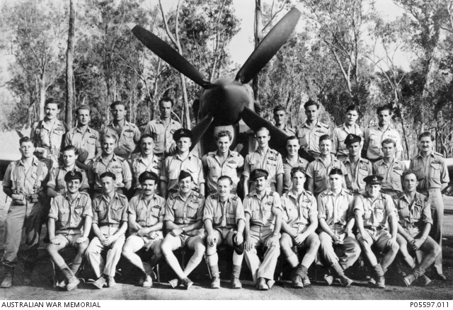 Group portrait of No 457 Spitfire Squadron, RAAF in front of their ...