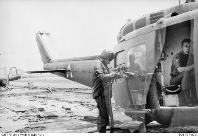 An unidentified gunner of the 135th Assault Helicopter Company (135th ...