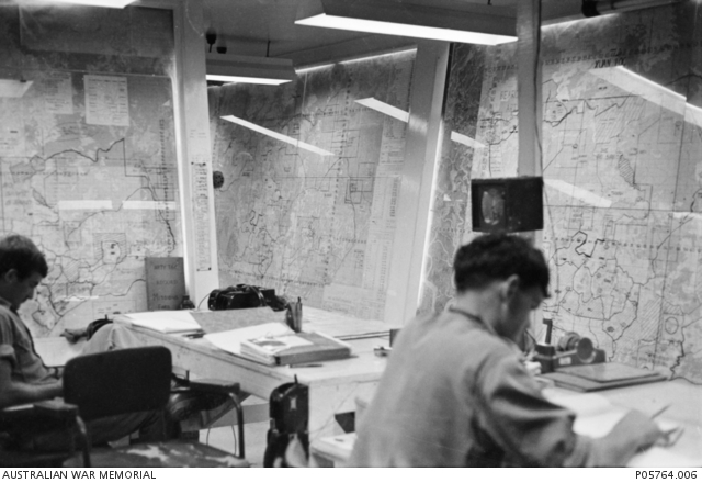 Australian soldiers at work in the Operations Room at the 1 Australian ...
