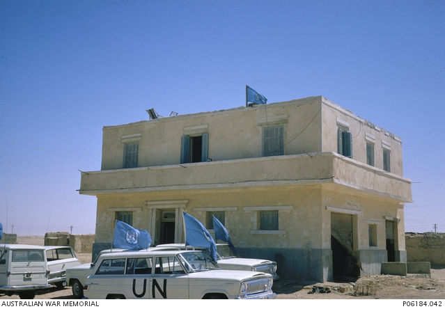 A view of Observation Post OP Blue at Port Tawfiq near Suez. OP Blue ...