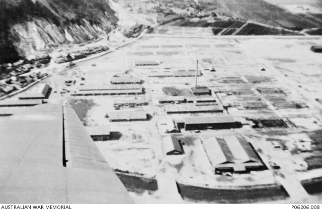 Aerial view of the British Commonwealth Occupation Force (BCOF) Base at ...
