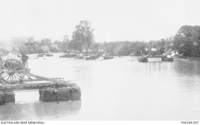 Australian Army Engineers prepare for the construction of a pontoon ...