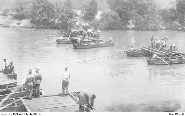 Australian Army Engineers prepare for the construction of a pontoon ...