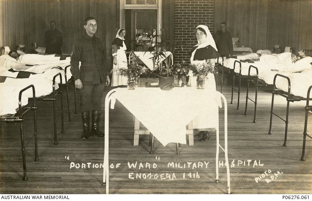 View inside a ward of the Military Hospital, Enoggera. Labelled by ...