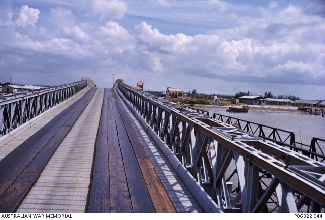 A Bailey Bridge constructed by Australian army engineers which spans a ...