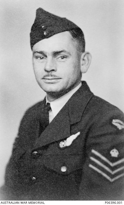 Studio portrait of 427548 Flight Sergeant (Flt Sgt) Gordon Sydney Reader RAAF, 102 Sqn RAF. An ...