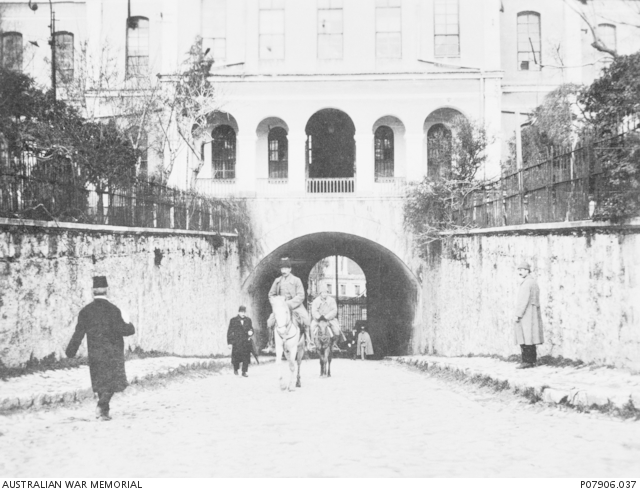 The rear entrance to the Turkish war office in Constantinople. One of a ...