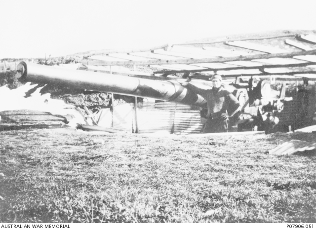 A six-inch naval gun on Baby 700. Manufactured by Vickers Sons and ...