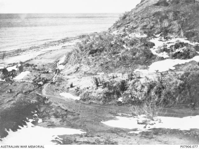 A view of Casualty Corner at Anzac Beach. One of a series of ...