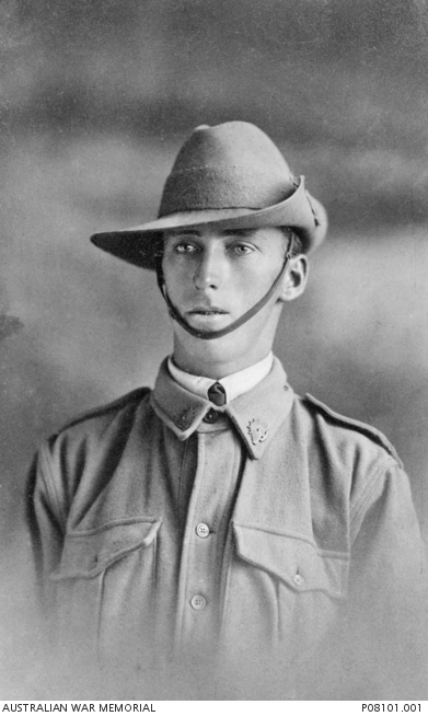 Studio portrait of 429 Private (Pte) John Herbert Jones, 9th Light Horse Regiment, of Benalla ...