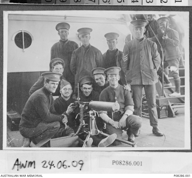 Machine Gun Squad of the 23rd Battalion aboard the troopship HMAT ...