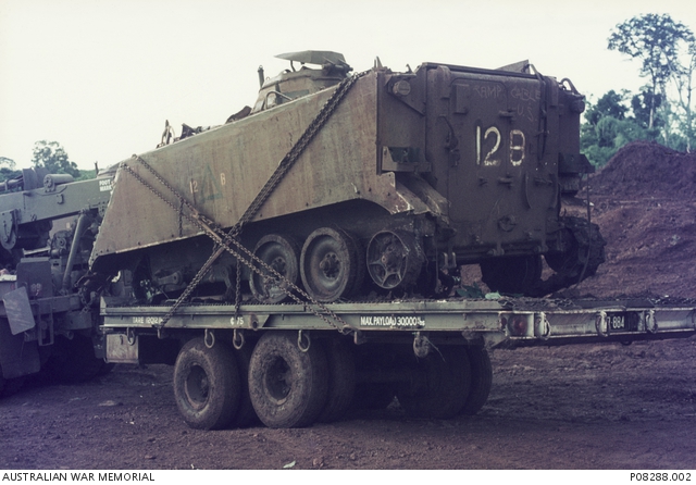 An M113A1 Armoured Personnel Carrier (APC) from A Squadron 3rd Cavalry ...