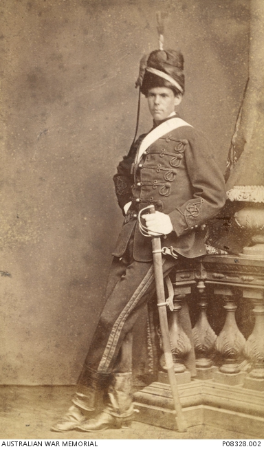 Studio portrait of an unidentified Victorian Colonial soldier, a ...