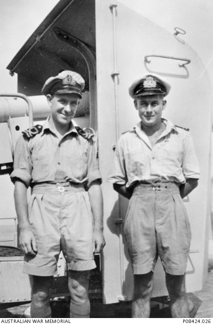 Informal portrait of officers of HMAS Deloraine, H/1006 Lieutenant (Lt ...