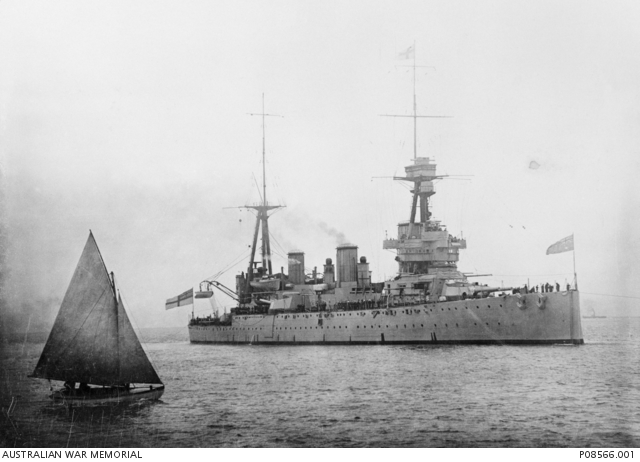 HMAS Australia, possibly in the Middle East. Commissioned on 21 June ...