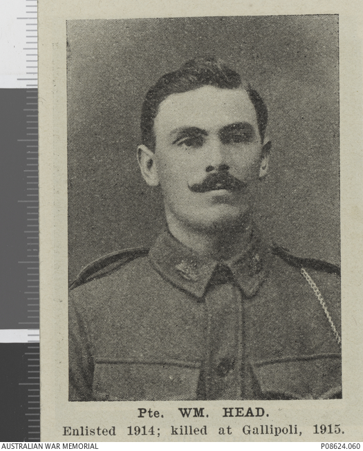 Studio portrait of 169 Private William Arthur Head, 4th Battalion of ...