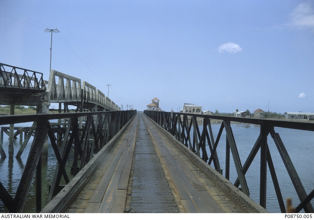 Approach to and crossing bridge - ARVN guard post. From a collection of ...