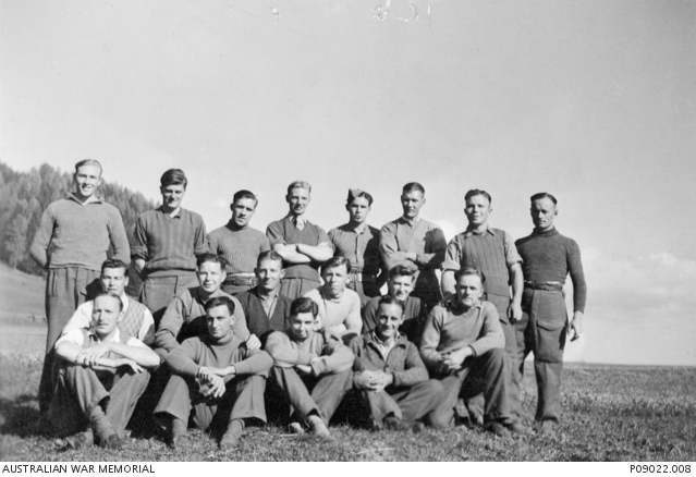 Group portrait of 18 Allied Prisoners of War (POW) at Stalag XVIIIa ...