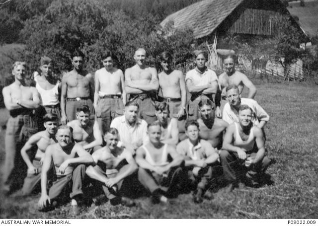 Group portrait of 19 Allied Prisoners of War (POW) at Stalag XVIIIa ...