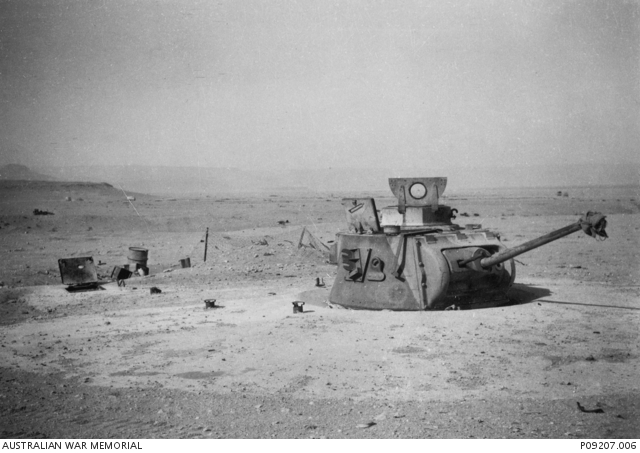 The turret of a captured British infantry tank Mk II Matilda being used ...