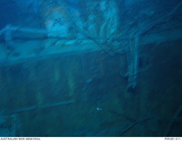 Dive 1 HMAS Sydney II Wreck Wreckage adjacent to X turret. Please note ...