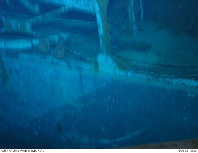Dive 1 HMAS Sydney II Wreck Base of cradle, port side aft for 27-foot ...