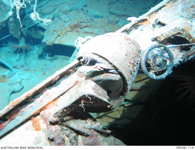 Dive 2 HMAS Sydney II Wreck Wreckage on seabed near forward part of ...