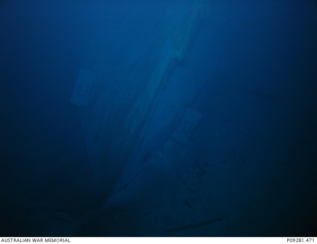 Dive 3 HMAS Sydney II Debris Field Ship's inverted bow. Please note ...